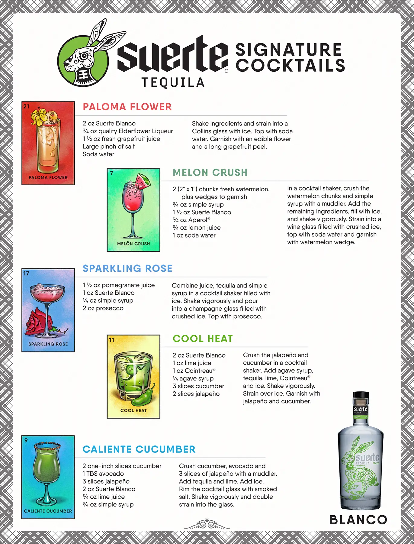 Loteria Cocktail Recipe - Sell Sheet - Suerte Tequila